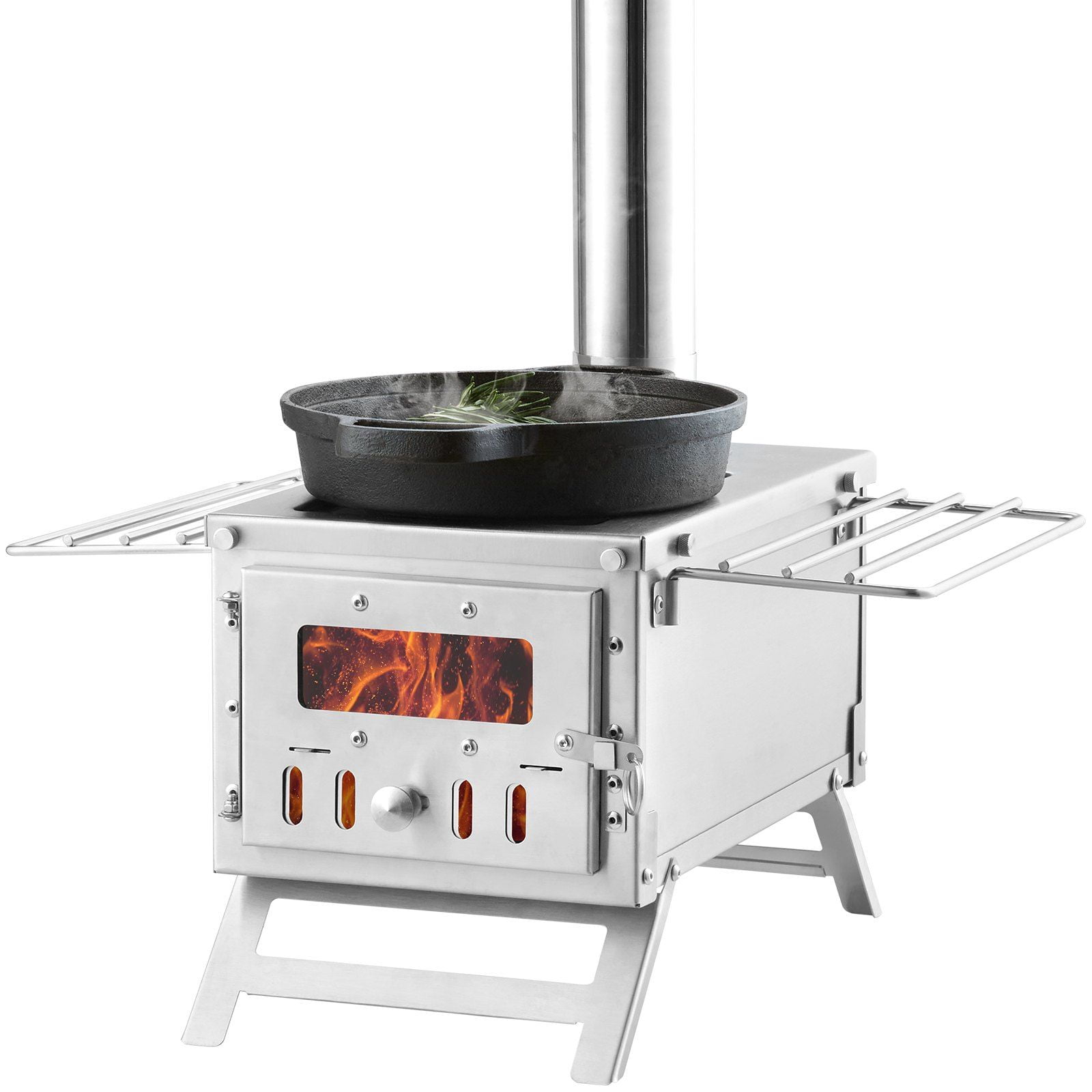 VEVOR Wood Stove, 80 inch, Stainless Steel Camping Tent Stove, Portable ...