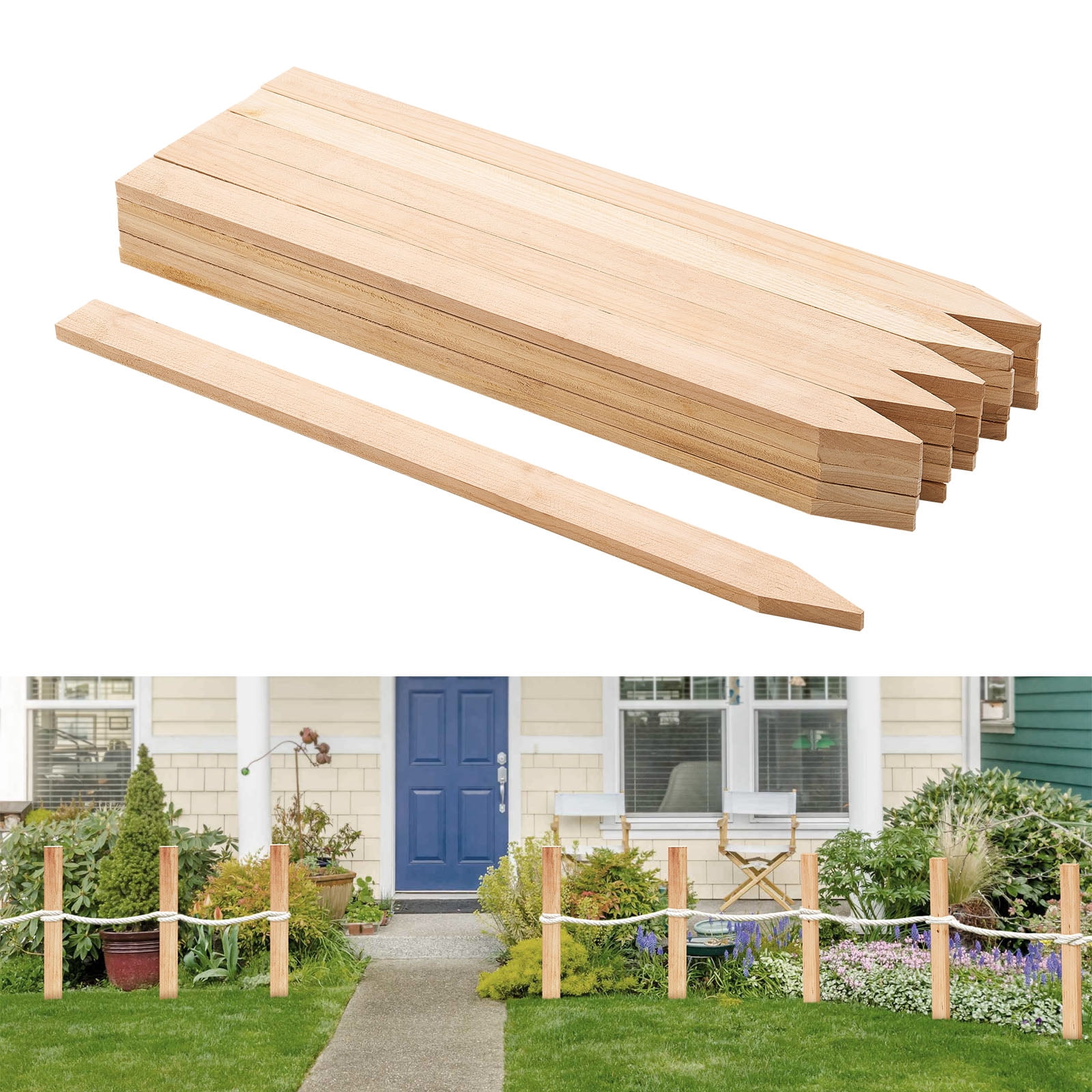 VEVOR Wooden Garden Stakes, 25 Pcs 24 x 0.5 x1.5 in Survey Grading ...