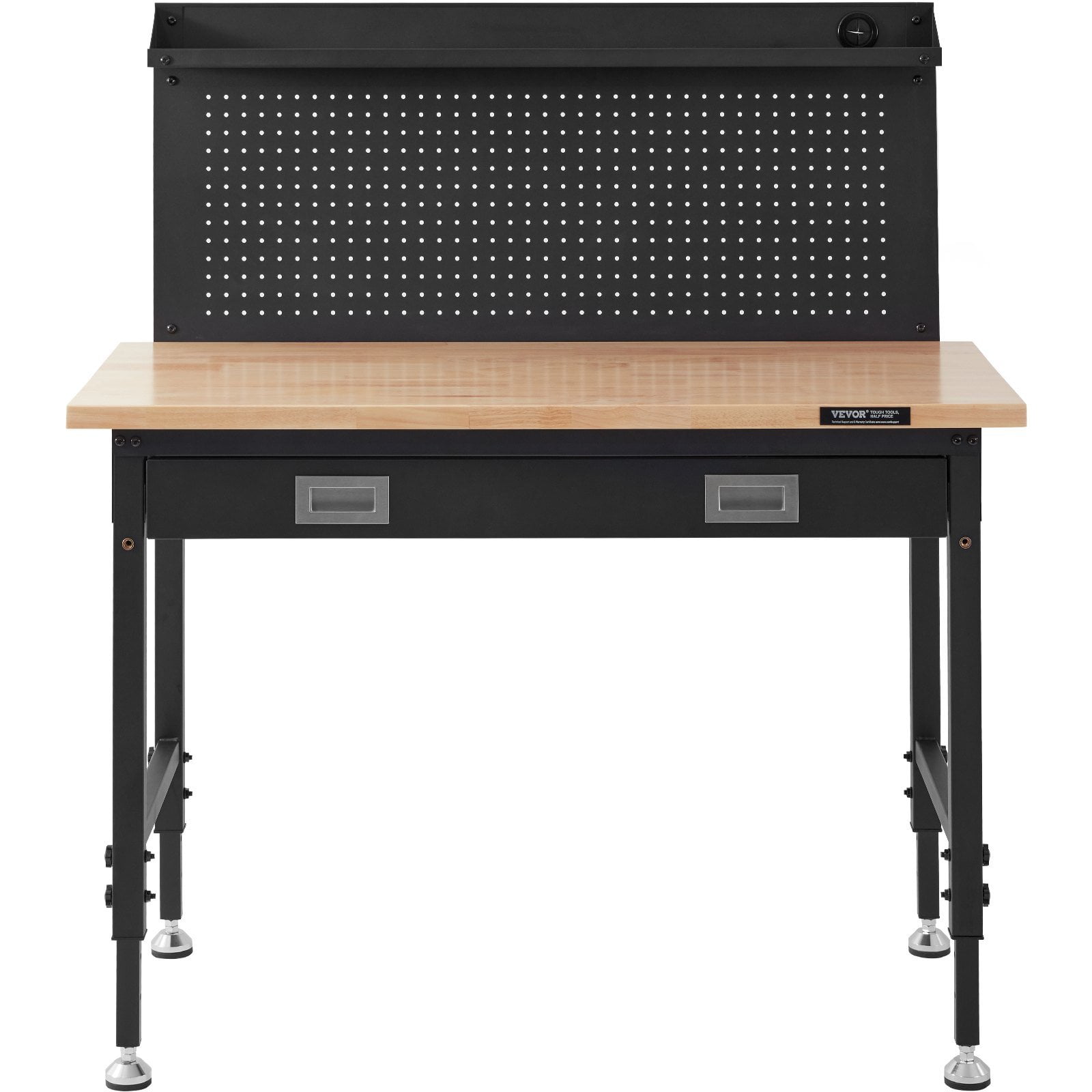 VEVOR Workbench Adjustable Height 28-39.5" Work Bench For Garage Oak ...