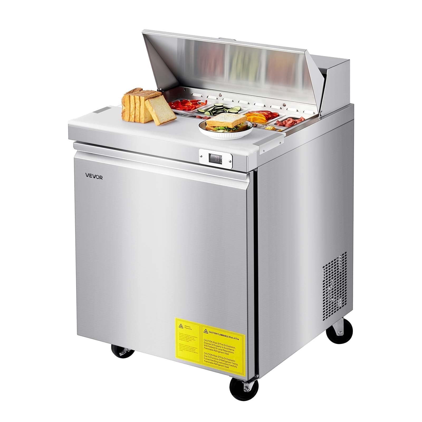 VEVOR 28"W Commercial Refrigerator, 7.1 Cu. Ft Sandwich Prep ...