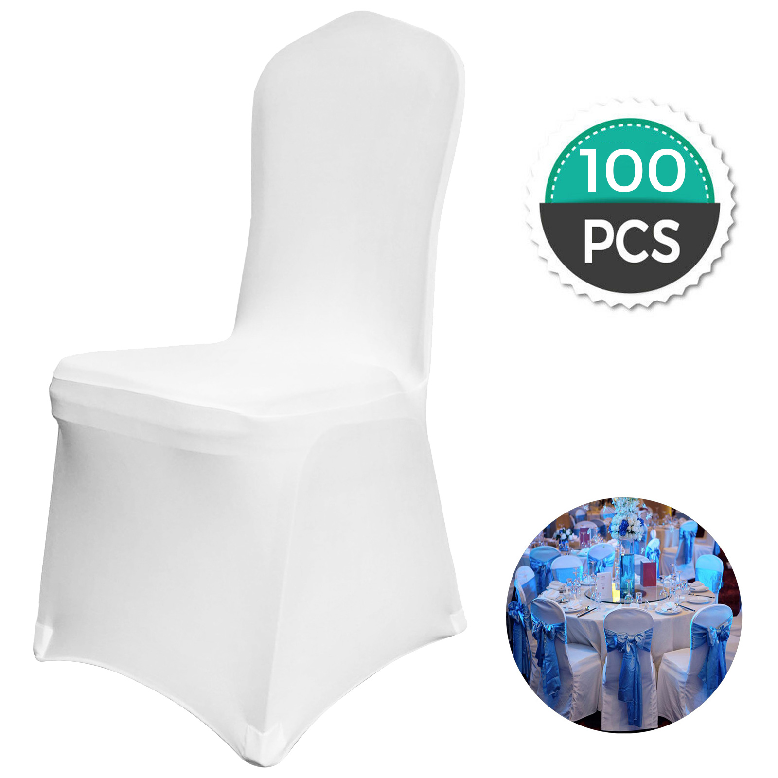 VEVORbrand 50 PCS White Chair Covers Polyester Spandex Chair Cover ...