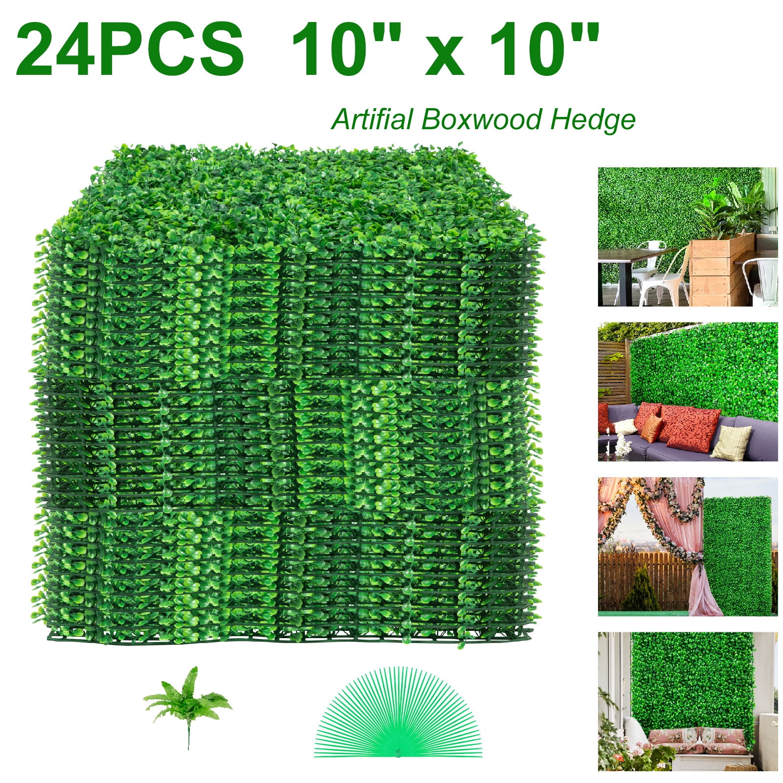 VEVORbrand 24 PCS 10" x 10" Grass Wall Artificial Boxwood Panels ...