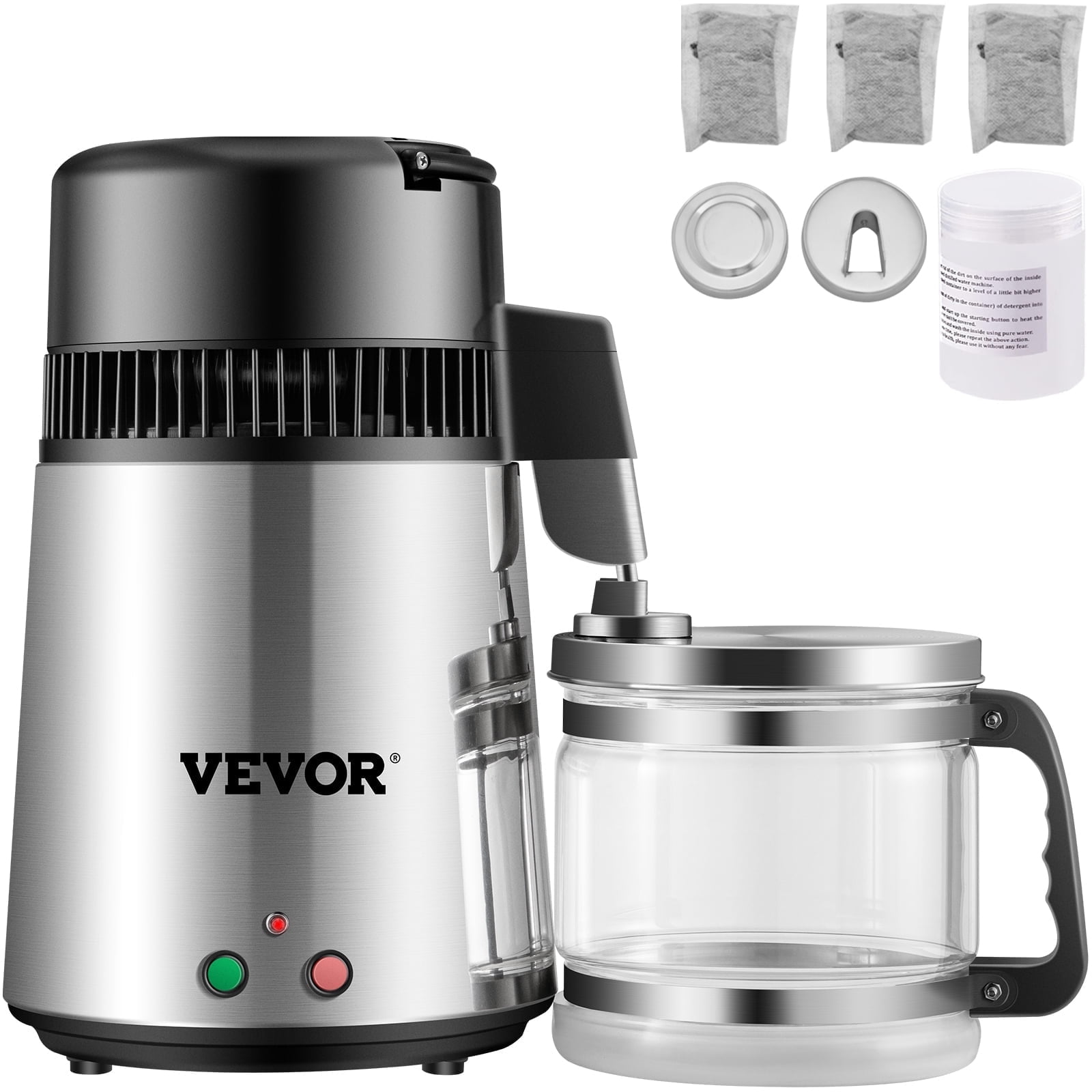 VEVOR 4L Stainless Steel Purified Distilled Drinking Water System, Dual ...