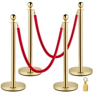 Costway 6Pcs Stanchion Posts Queue Pole Retractable Red Belt Crowd ...