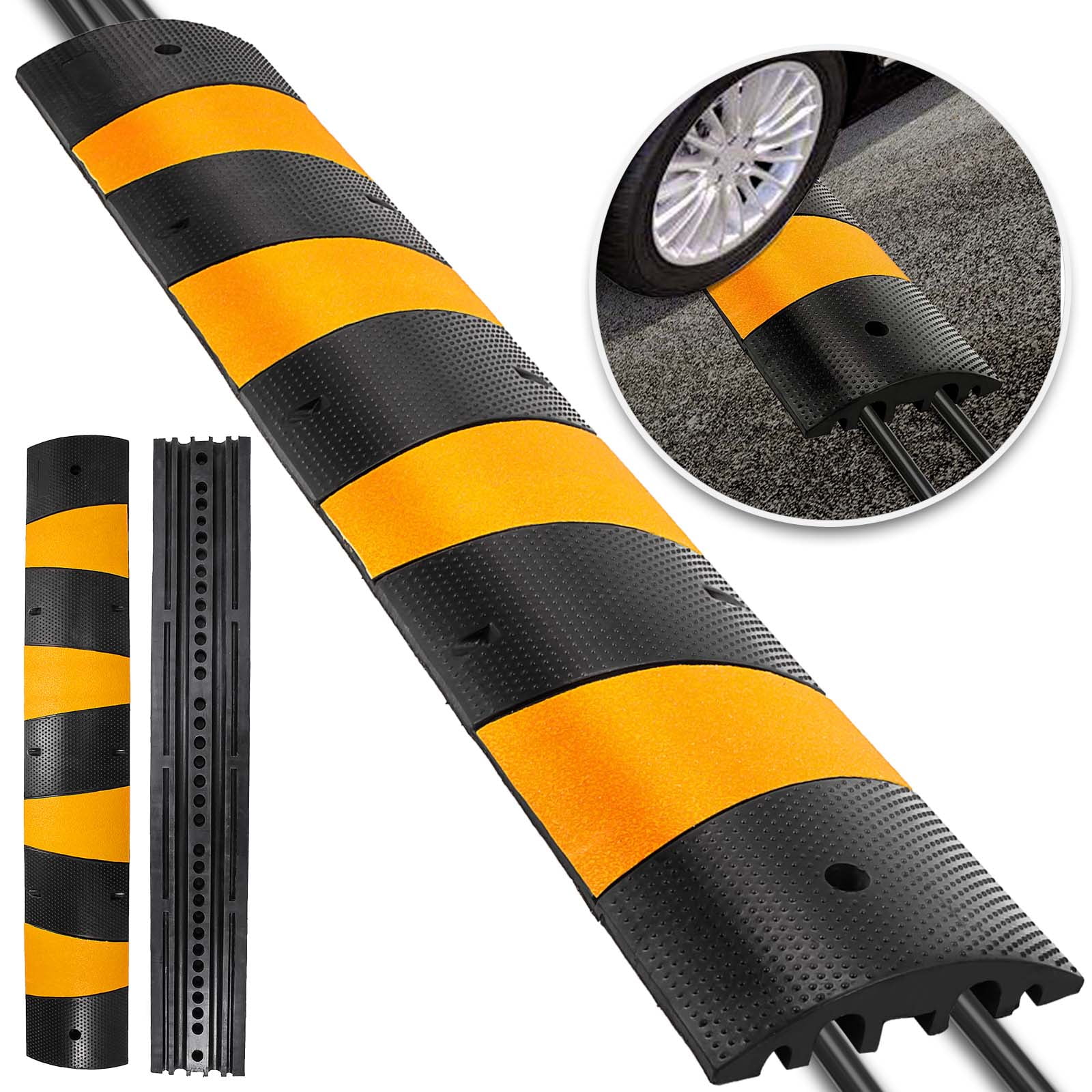 VEVORbrand 6 FT of 2-Channel Rubber Speed Bump Driveway Heavy Duty ...