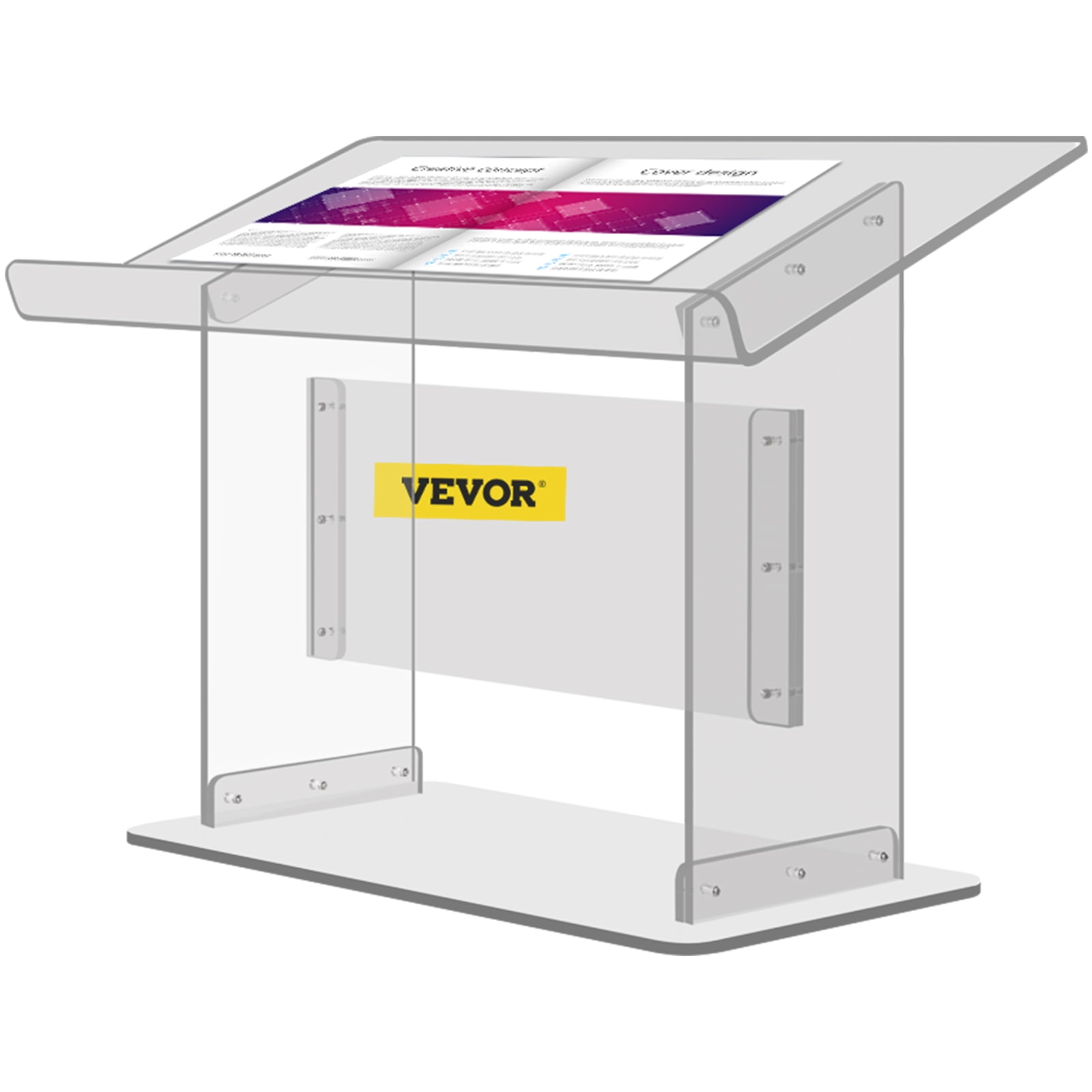 VEVORbrand Acrylic Podium 19.5" Tall Plexiglass Podium 27" x 13.7"Table ...