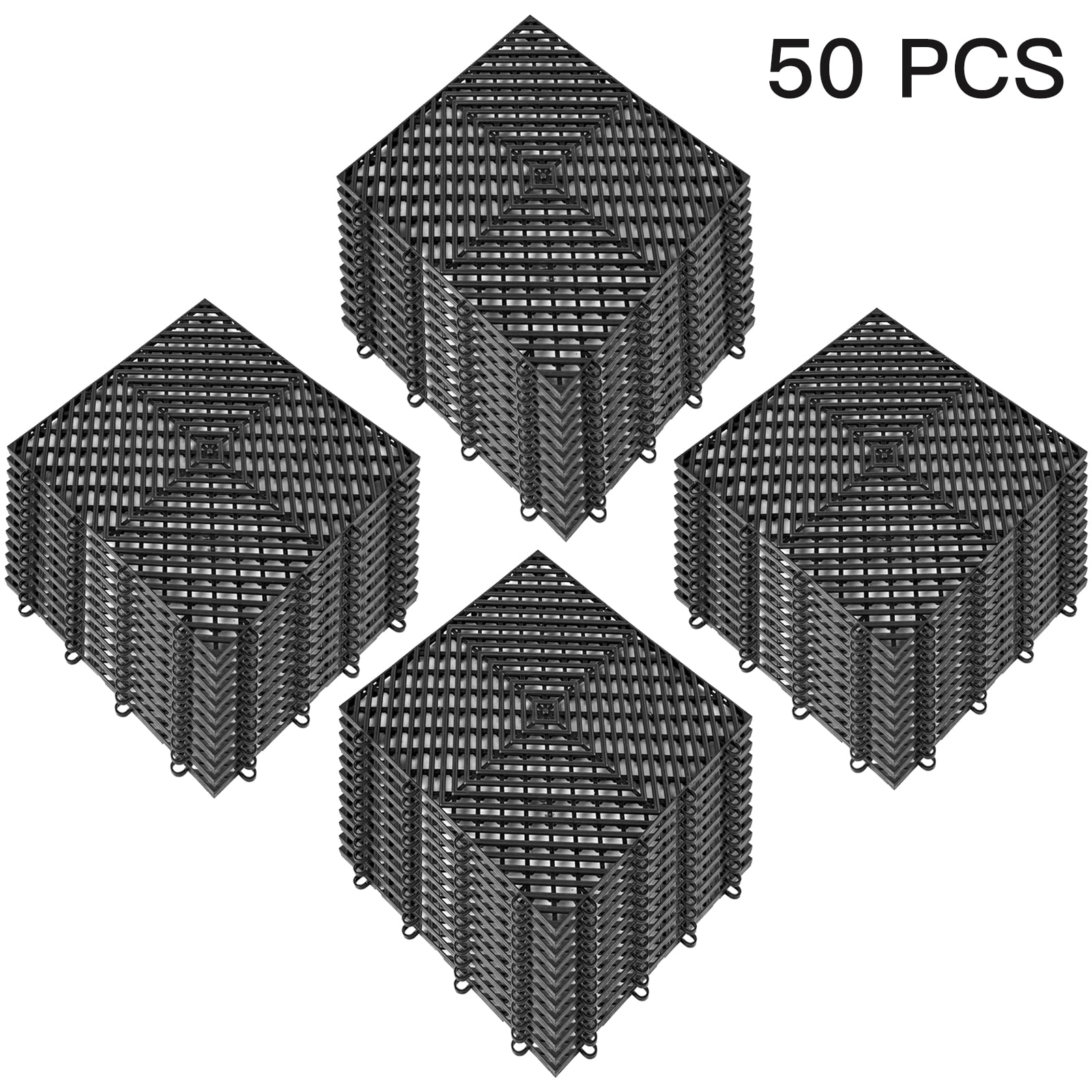 VEVOR 50 PCS Interlocking Drainage Tiles, Plastic Deck Tiles for Pool ...
