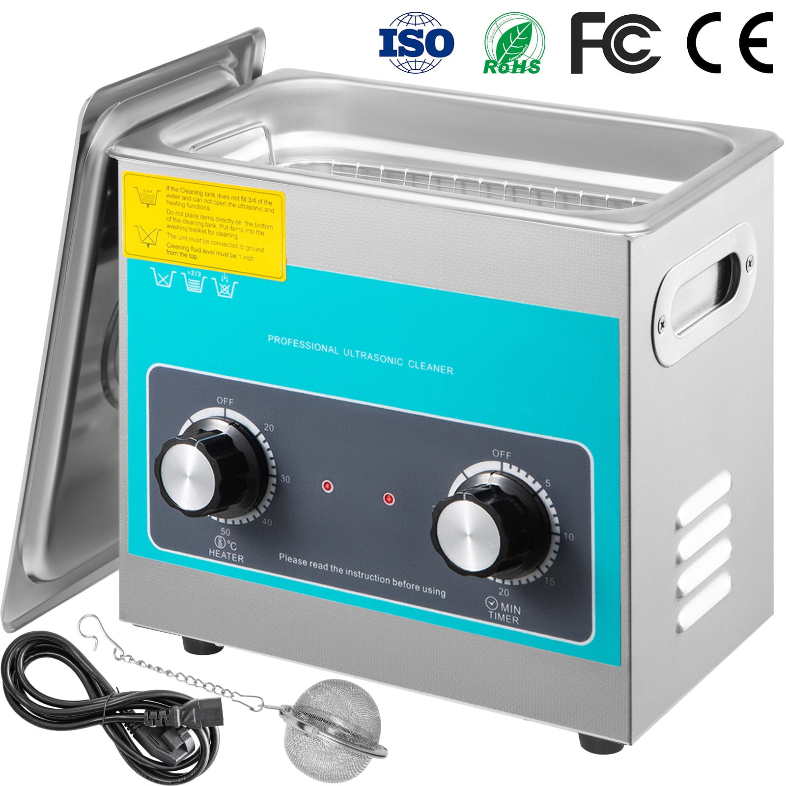 VEVORbrand Knob Ultrasonic Cleaner 3L 40kHz Ultrasonic Cleaning Machine ...