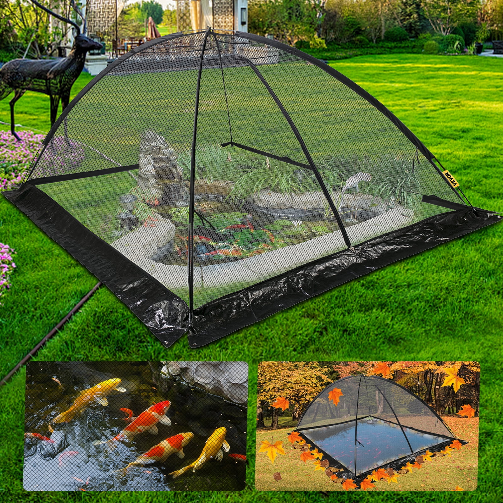 VEVORbrand Pond Cover Dome, 10x14 FT Garden Pond Net, 1/2 inch Mesh ...