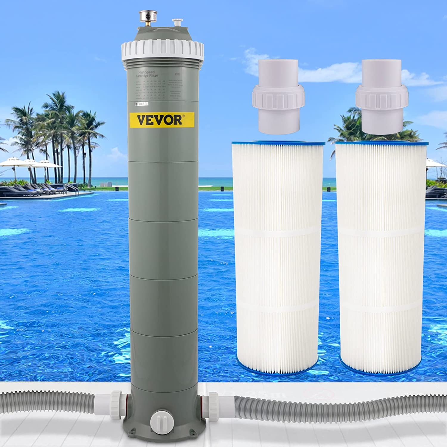 VEVORbrand Pool Cartridge Filter, 194Sq. ft Above Ground Swimming Pool ...