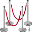 Costway 6Pcs Stanchion Posts Queue Pole Retractable 3 Velvet Ropes with ...