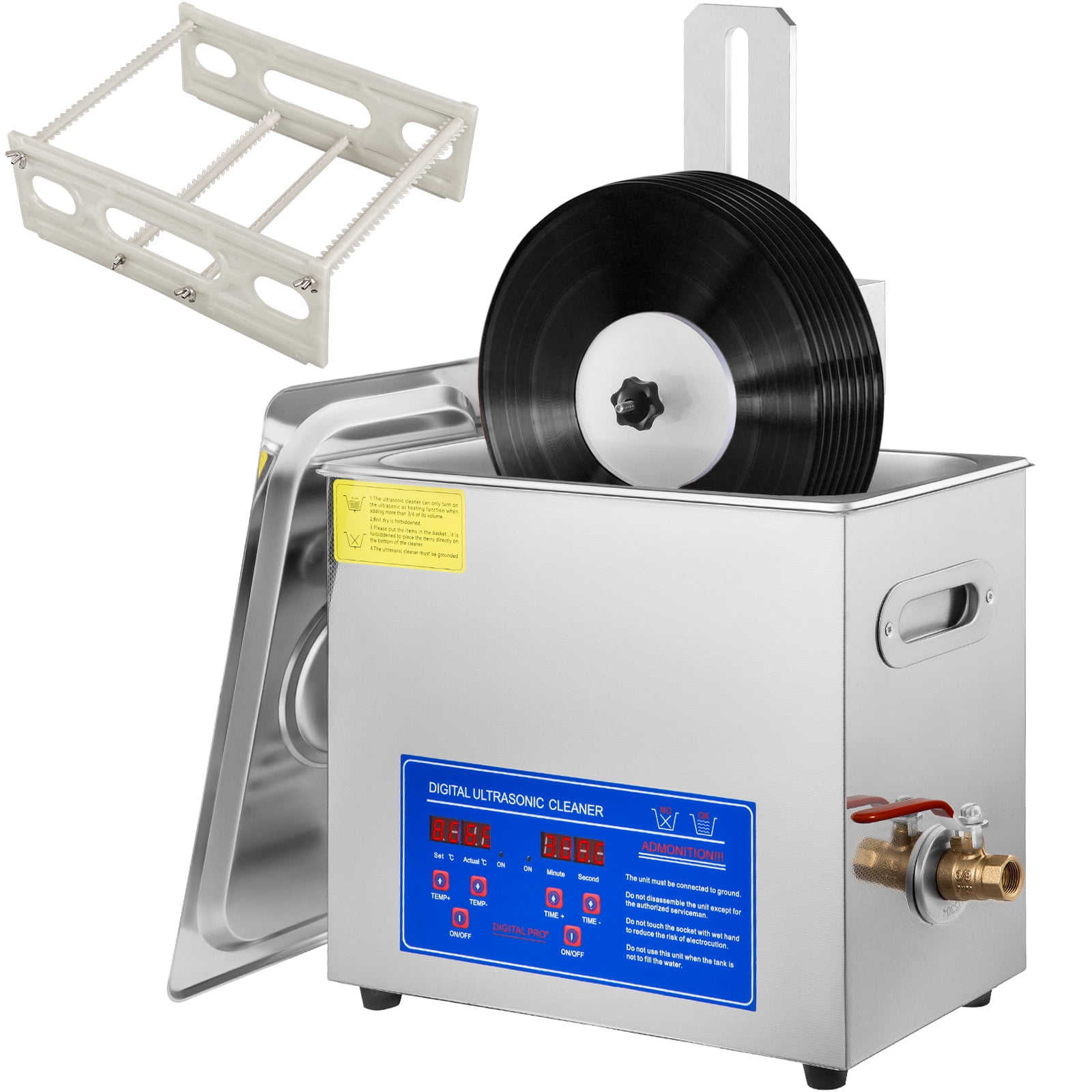 VEVOR 6L Ultrasonic Vinyl Record Cleaner, Stainless Steel, 200W, 7-12 ...