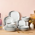 VEWEET Modern 24-Piece Porcelain Dinnerware Set, Ivory White Formal ...