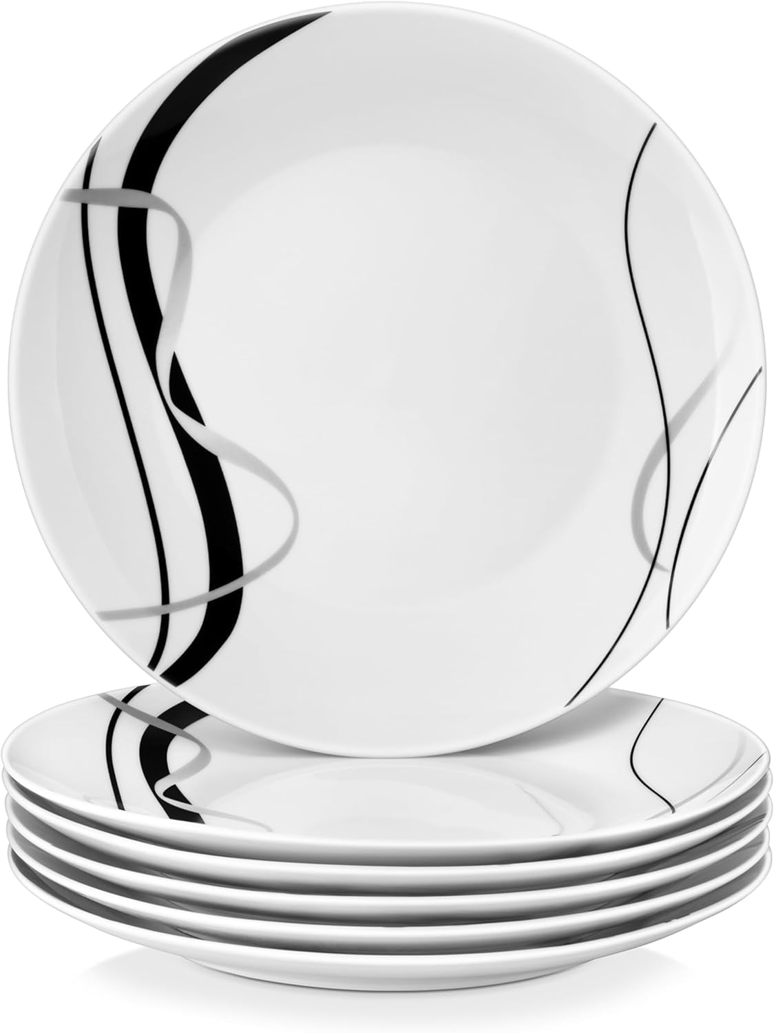 VEWEET Dinner Plates Set of 6, 10.5 Inch Ceramic Plates, White Plate ...