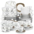 VEWEET Dinnerware Sets, Porcelain Dinner Set for 12, 100-Piece Ivory ...