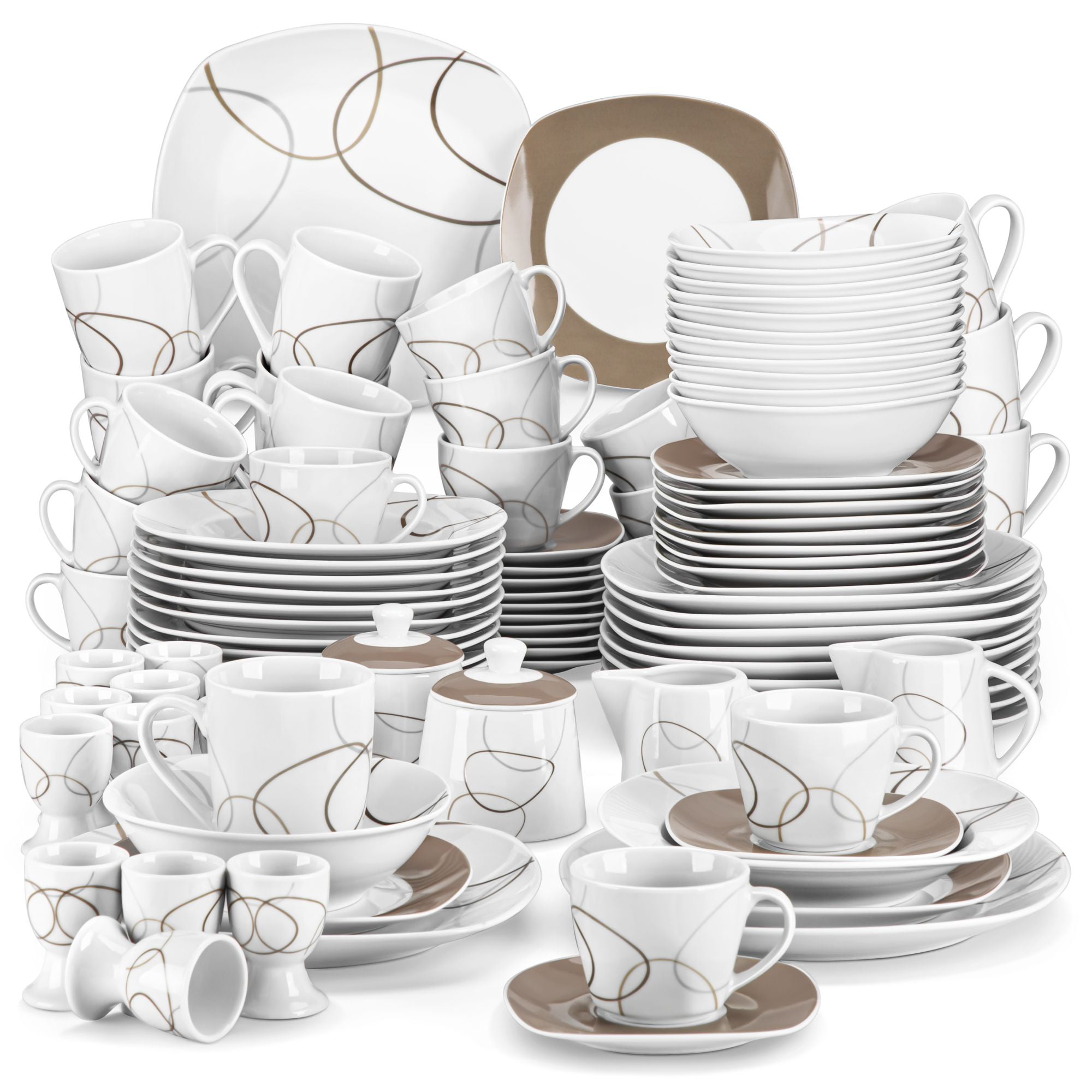 VEWEET Dinnerware Sets, Porcelain Dinner Set for 12, 100-Piece Ivory ... VEWEET Dinnerware Sets, Porcelain Dinner Set for 12, 100-Piece Ivory ...