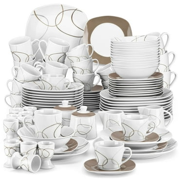 Famiware Star Stoneware Dinnerware Sets, Plates and Bowls Set for 4, 12 ...
