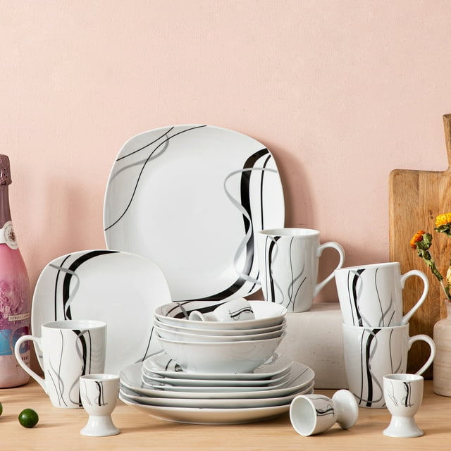 VEWEET, 20-Piece Porcelain Dinnerware Set, Ivory White Dinner Set ... VEWEET, 20-Piece Porcelain Dinnerware Set, Ivory White Dinner Set ...