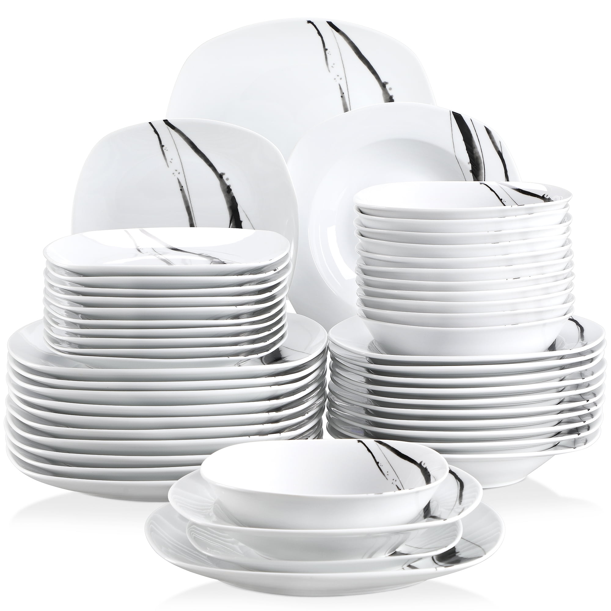 VEWEET Plate Dinnerware Sets, Porcelain Dinner Set for 12, 48-Piece ...