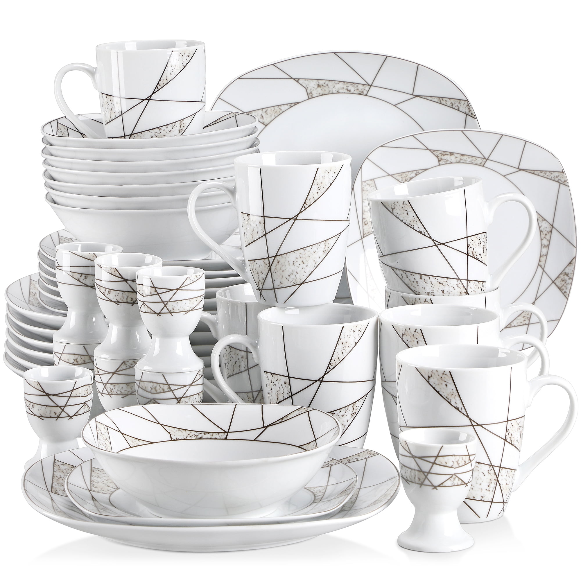 VEWEET 'Serena' 40 pieces Porcelain Dinnerware Set Crokery Set with 8 ...