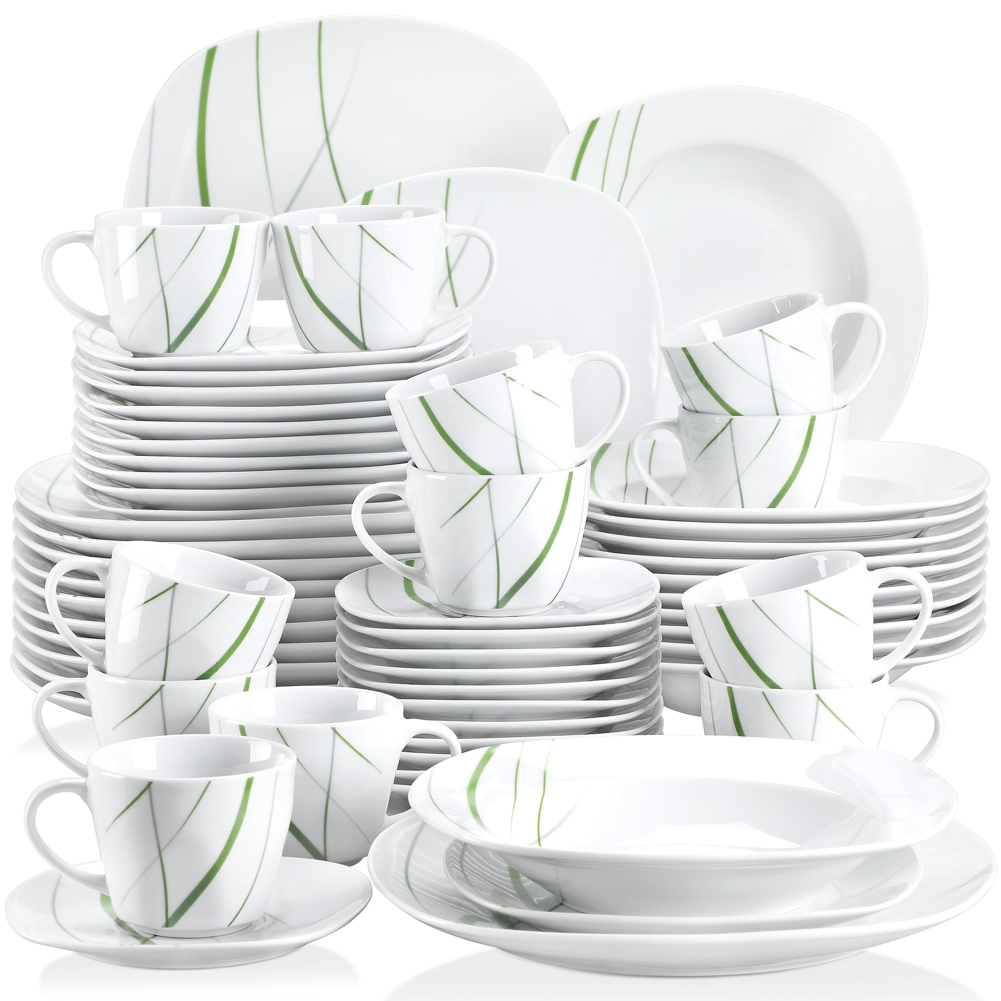 VEWEET, Series AVIVA, 60-Piece Porcelain Dinnerware Set, Ivory White ... VEWEET, Series AVIVA, 60-Piece Porcelain Dinnerware Set, Ivory White ...