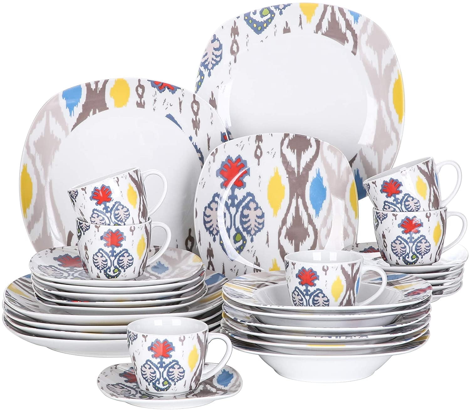 VEWEET, Series Betula, 30-Piece Porcelain Dinnerware Set, Ivory White ...