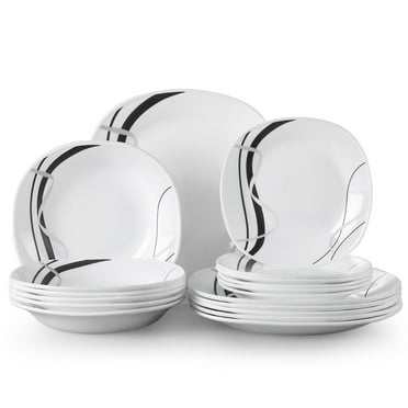 VEWEET Modern 24-Piece Porcelain Dinnerware Set, Ivory White Formal ...