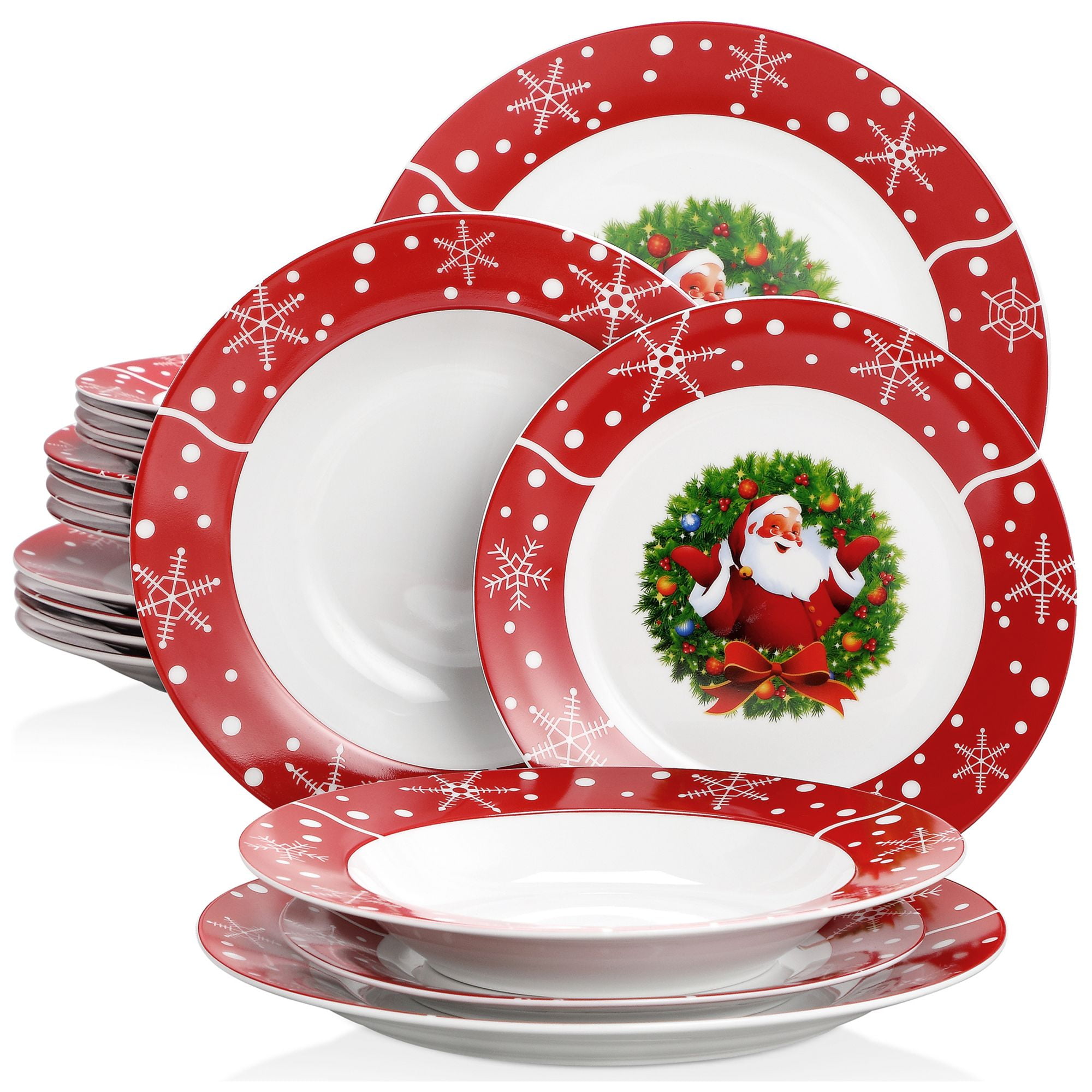 VEWEET, Series SANTACLAUS, 18-Piece Porcelain Dinnerware Sets ...