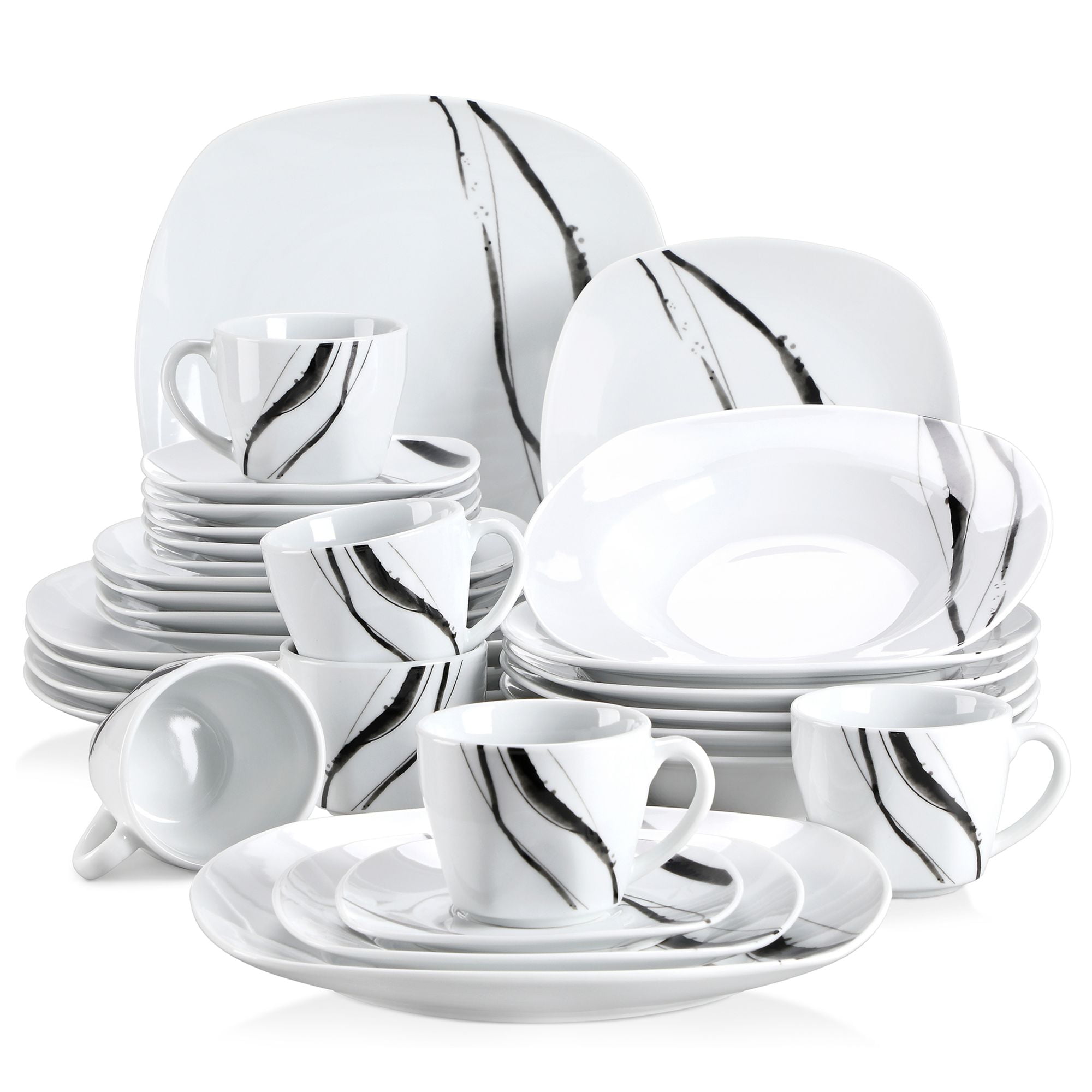 VEWEET Elegant Modern Round Dinnerware Set, Series Teresa, 30-Piece ...