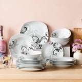 vancasso VEWEET Zoey 24-Piece Porcelain Dinnerware Set, Ivory White ...