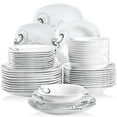 VEWEET Modern Round Elegant 48-Piece Porcelain Dinnerware Set, Ivory ...