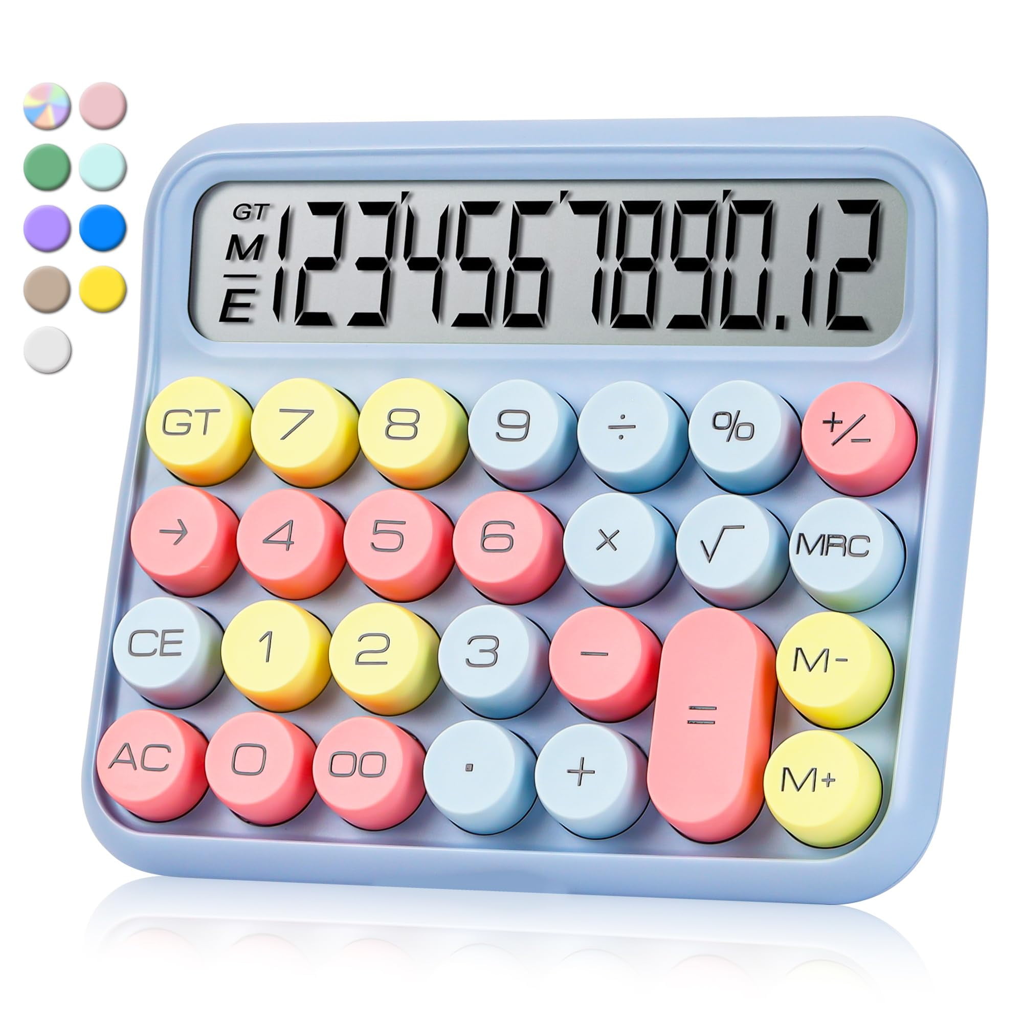VEWINGL Mechanical Switch Calculator,Calculator Cute 12 Digit Large LCD Display and Buttons ...