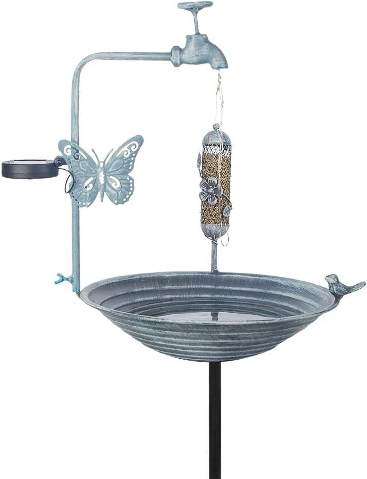 VEWOGARDEN 13" Solar Bird Bath with Stake Metal Bird Baths for Outdoors ...