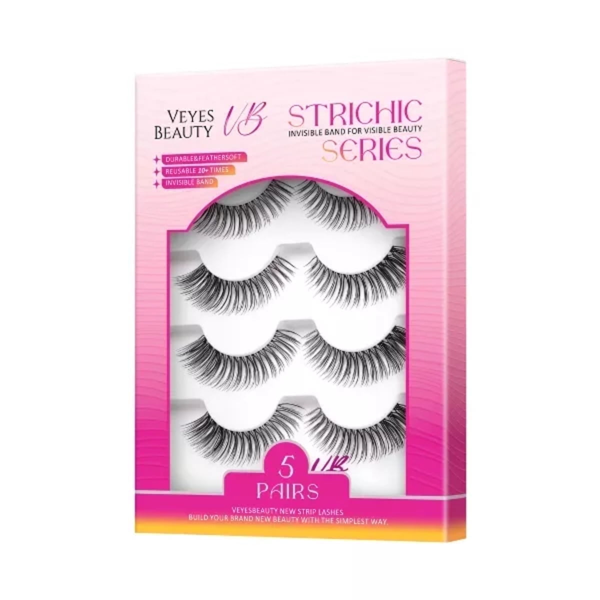 VEYES 5 Pairs RosyEdge False Eyelashes Natural Invisible Band Reusable ...
