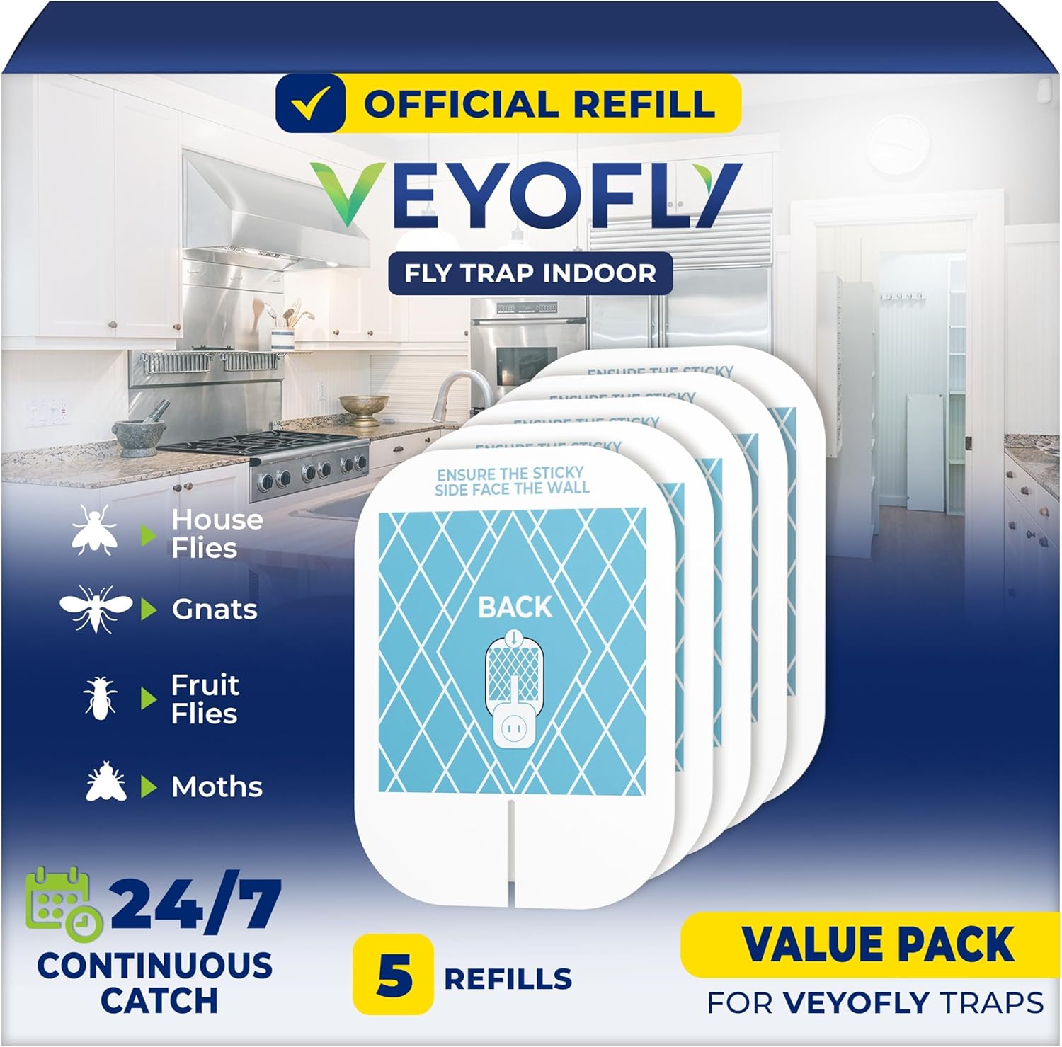 VEYOFLY Fly Trap Indoor Refill, Fruit Fly Traps for Indoors, Gnat Traps ...