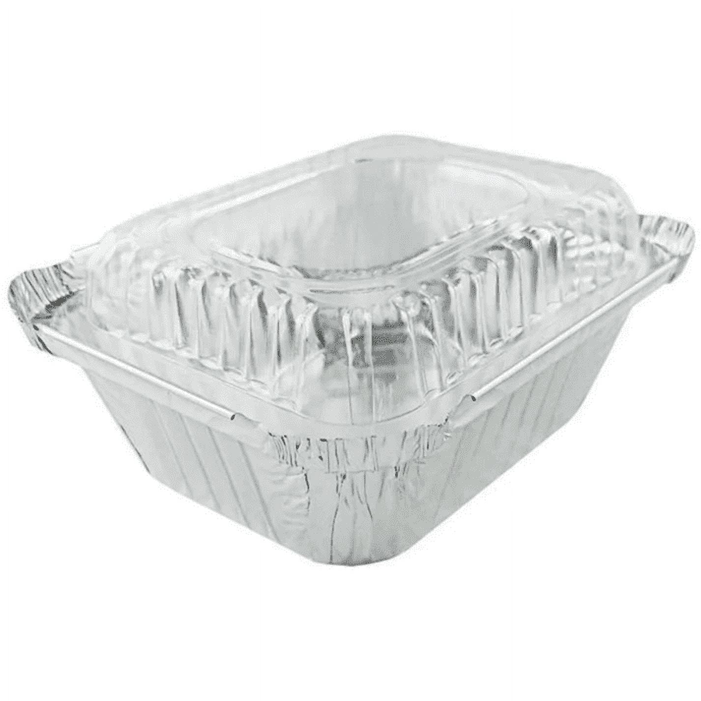VEZEE 1-lbs Disposable Aluminum Oblong Foil Pan 250 Pcs With Dome Lids ...