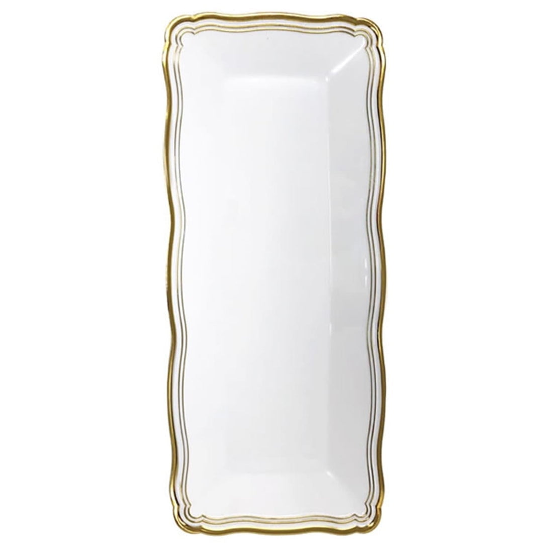 VEZEE Aristocrat Collection Narrow Serving Trays White & Gold 13.75x6 ...