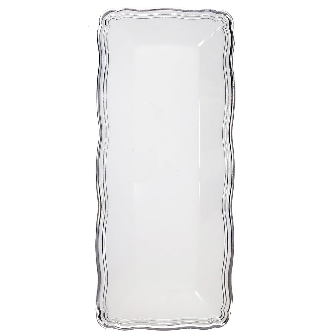 VEZEE Aristocrat Collection Narrow Serving Trays White & Silver 13.75x6 ...