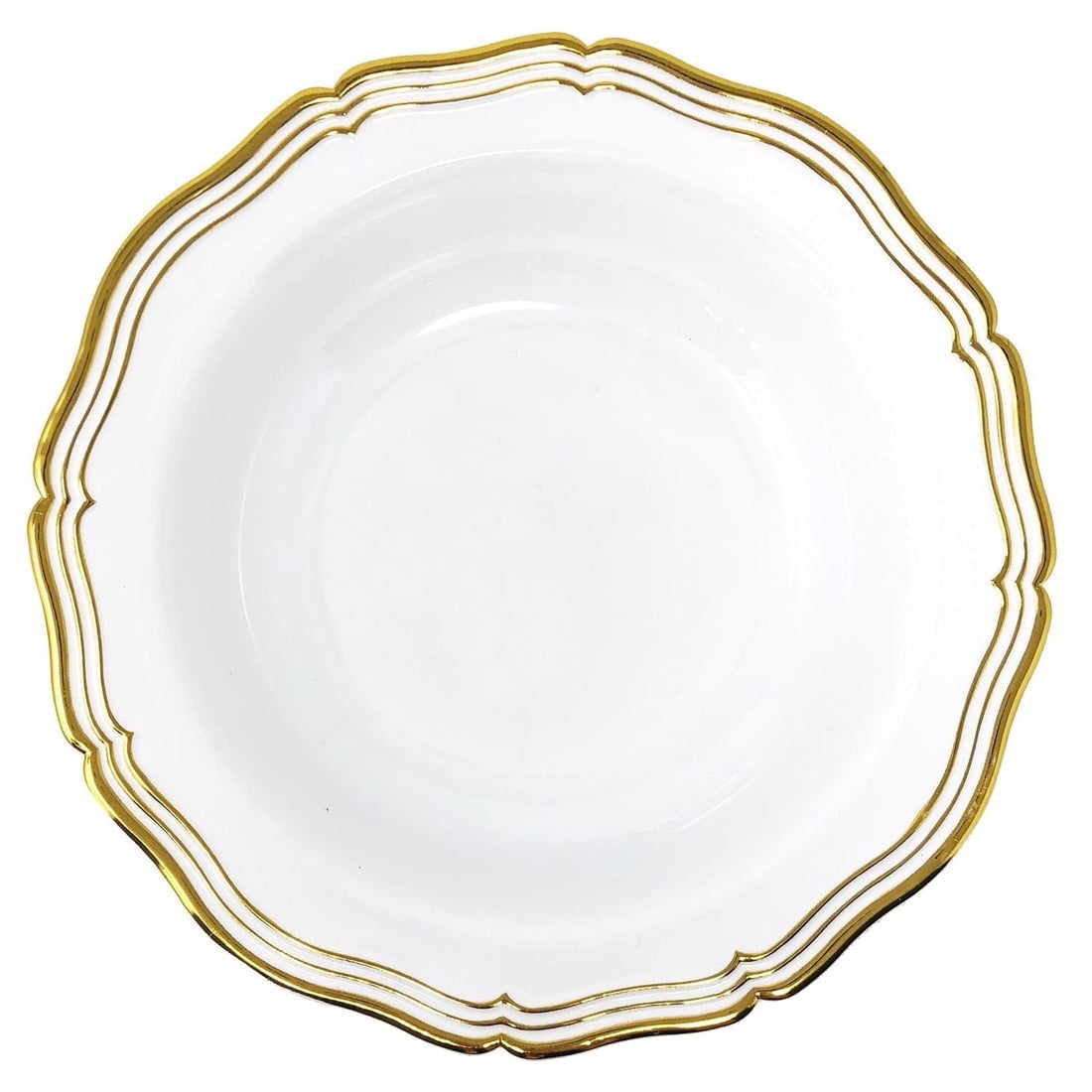 VEZEE Aristocrat Collection Plastic Soup Bowls White & Gold 12 oz Pack ...