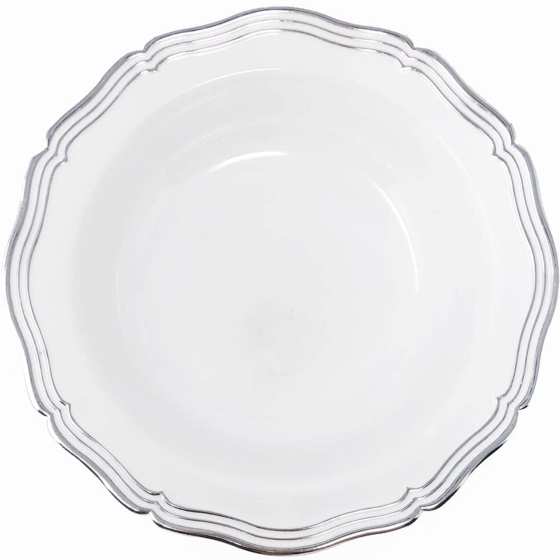 VEZEE Aristocrat Collection Plastic Soup Bowls White & Silver 12 oz ...
