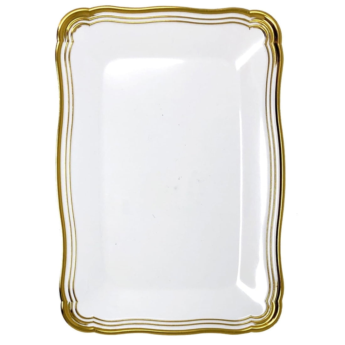 VEZEE Aristocrat Collection Rectangle Serving Trays White & Gold 13" x ...