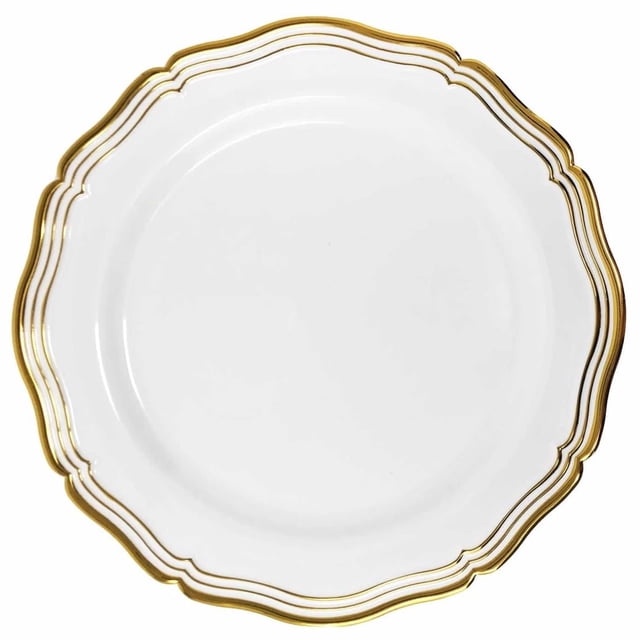 VEZEE Aristocrat Collections Dinner Plate White & Gold 10.25" Pack of ...