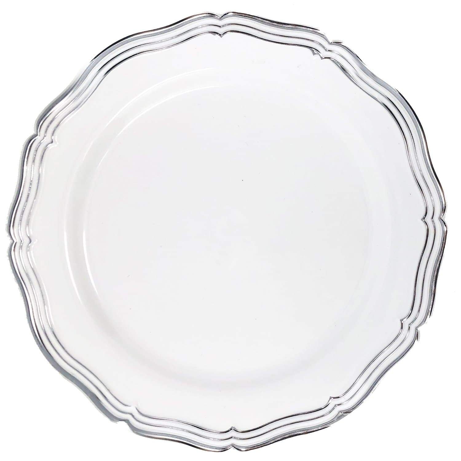 Aristocrat Collections 10.25" Dinner Plates White & Silver: Qty 500 ...