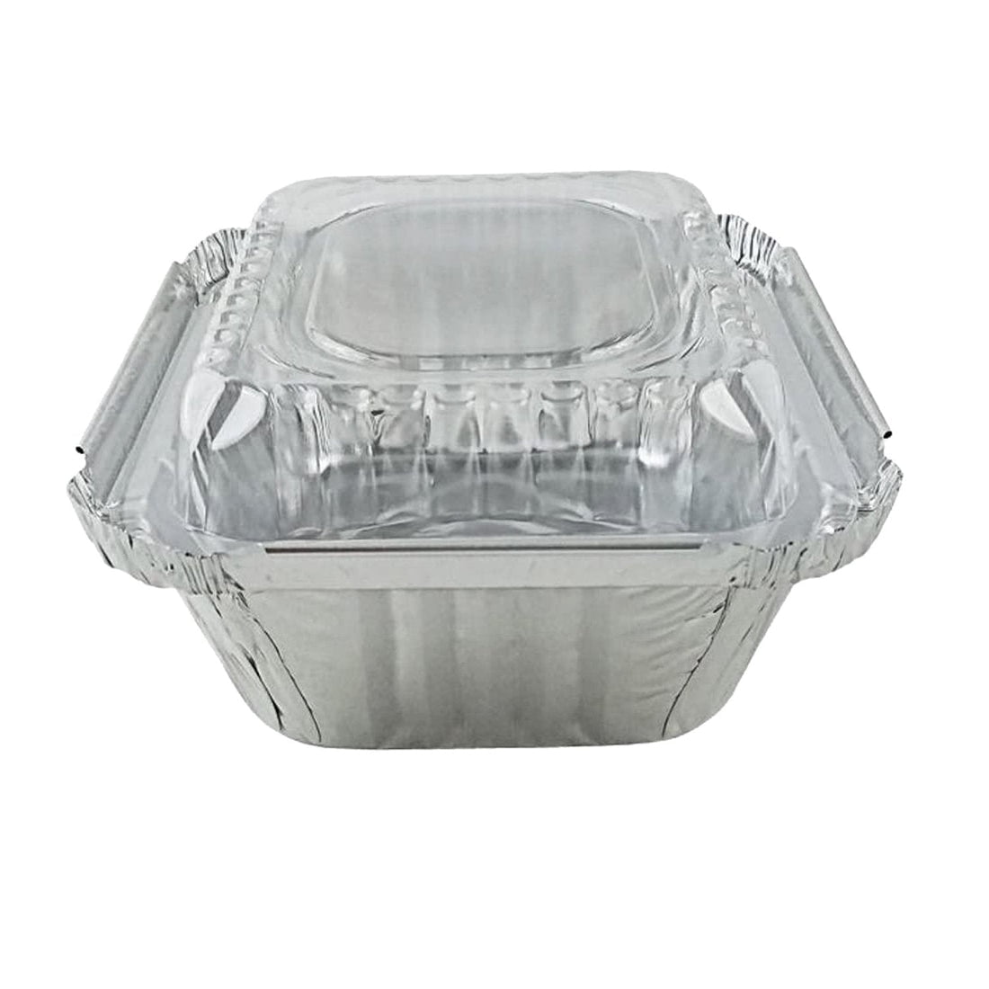 VEZEE 1-lbs Disposable Aluminum Oblong Foil Pan 50 Pcs With Dome Lids ...