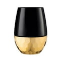 VEZEE Stemless Plastic Hammered Wine Goblet 16 oz Black / Gold Bottom ...