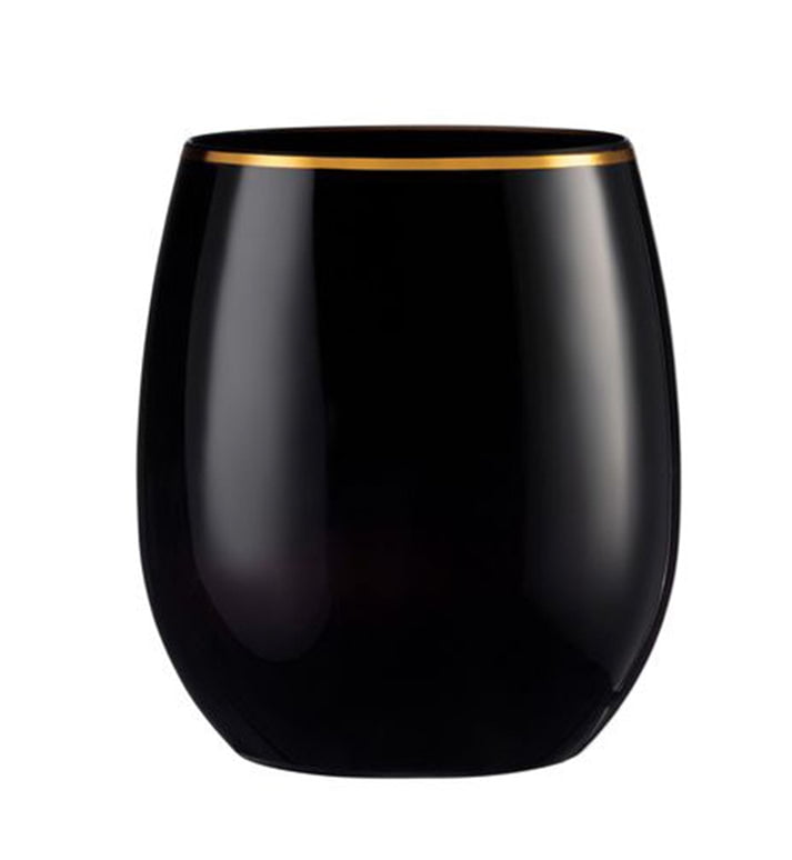 VeZee Disposable Elegant Decorline Stemless Plastic Wine Goblet 12oz ...