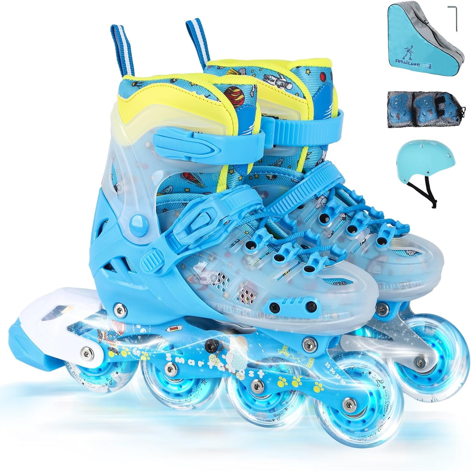 VEZLOPUS Inline Skates, Adjustable Children Inline Skates with Light up ...