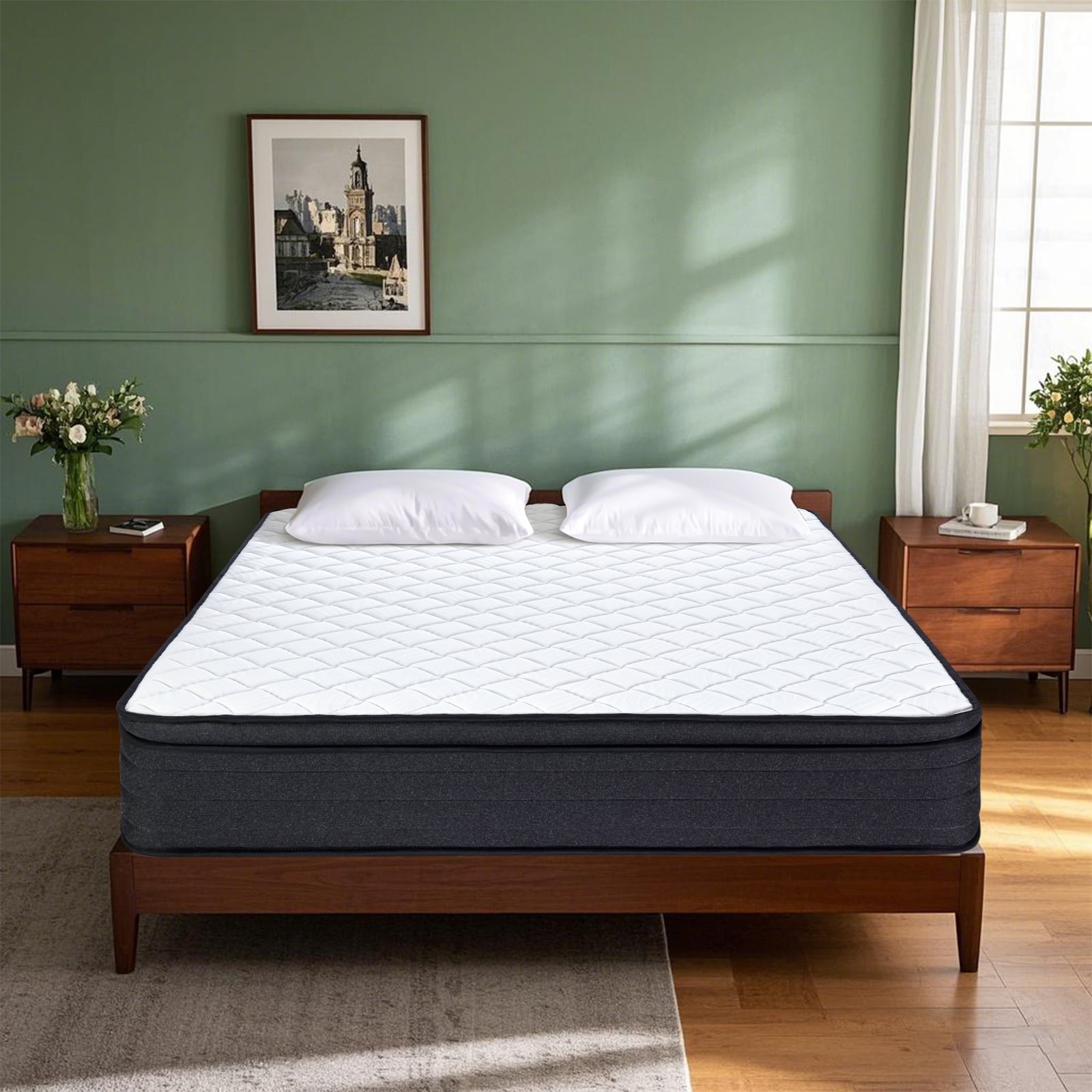 VFD 12 inch Queen Size Hybrid Mattress - Medium Firm, Memory Foam & Pocket Springs, Motion ...