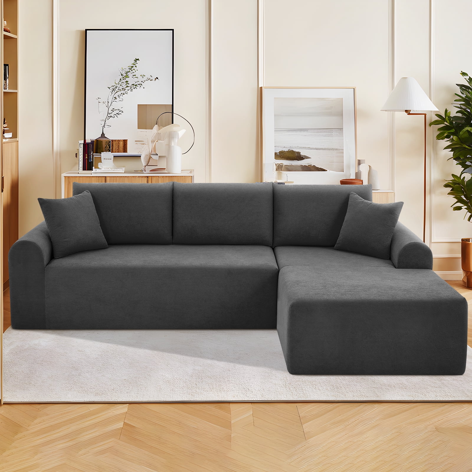 VFD Modular Sectional Couch in a Box 103" L Shaped Boneless Cloud Couch ...