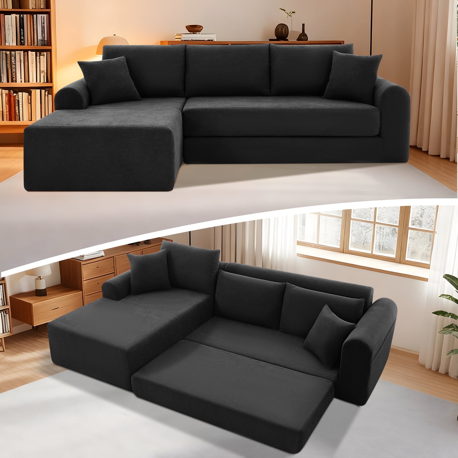 VFD Modular Sectional Couch in a Box 103" L Shaped Boneless Cloud Couch ...